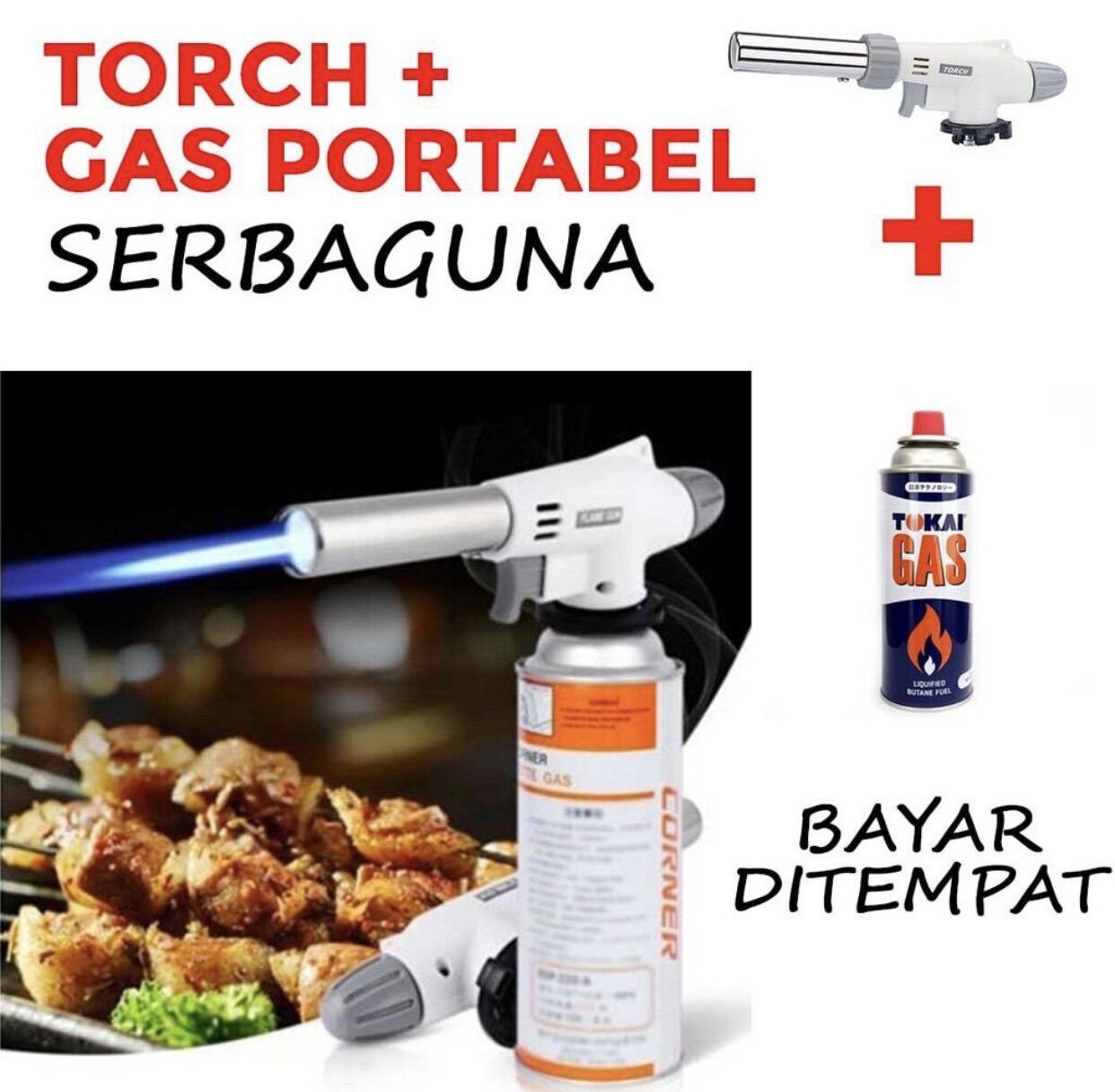 GAS PORTABLE GAS TOUCH FLAME GUN LAS BUTANE BLOW TOUCH API JET PEMATIK ...