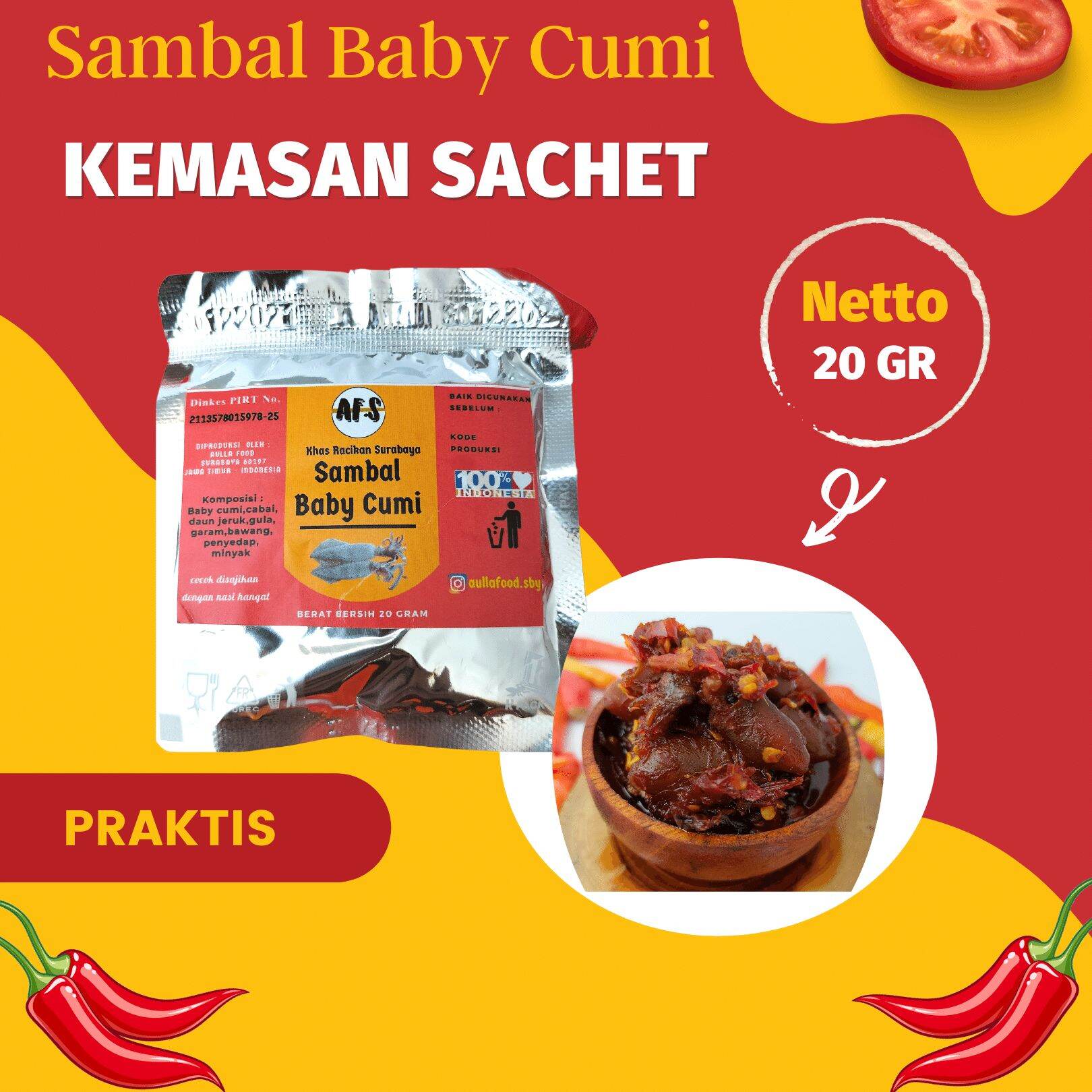 AFS sambal sachet baby cumi, cakalang,tuna,roa, terimedan,peda,bawang ...