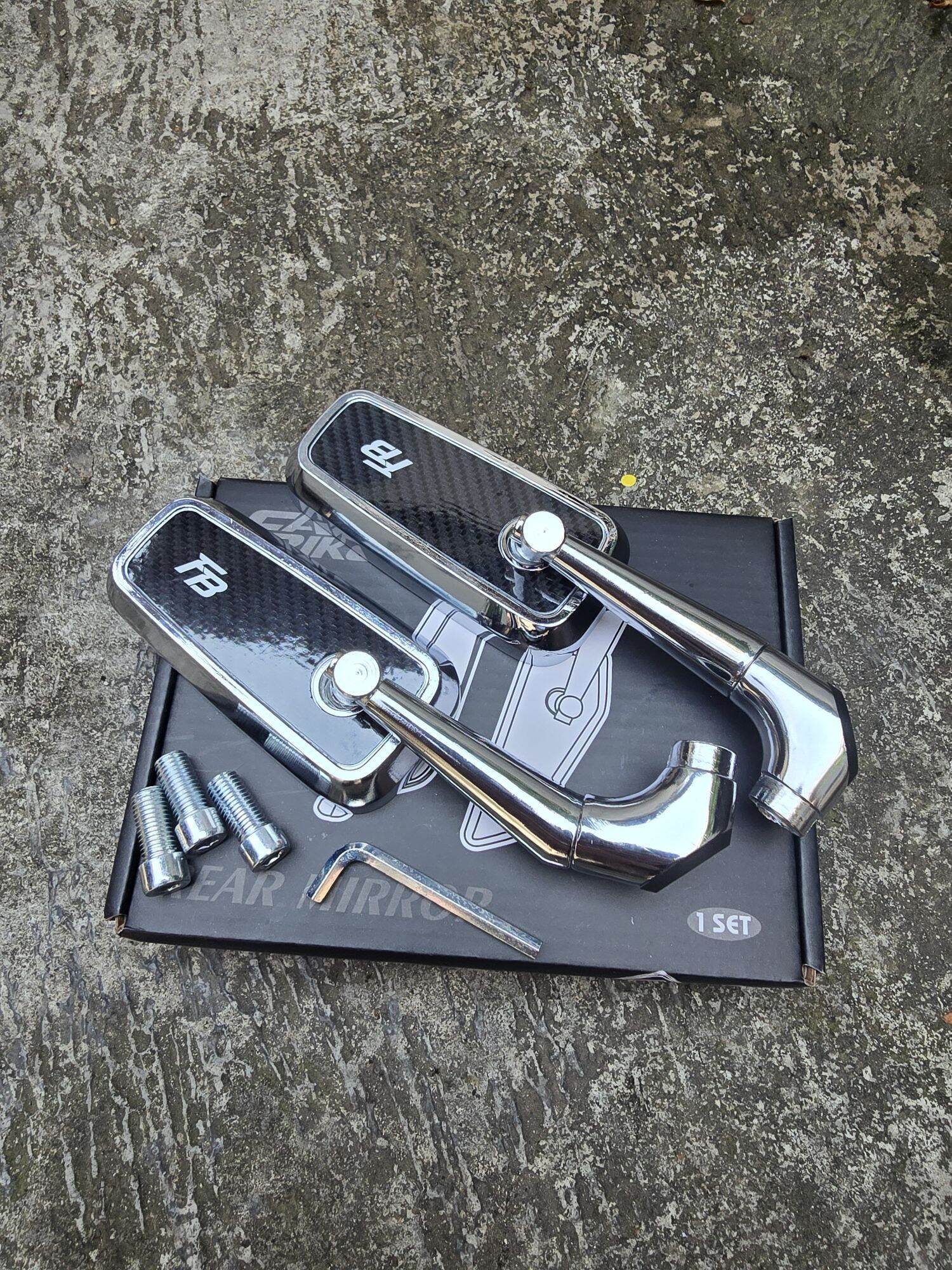 Spion H2C Vietnam Racing Model Kotak Karbon Full CNC Chrome Dan Hitam ...