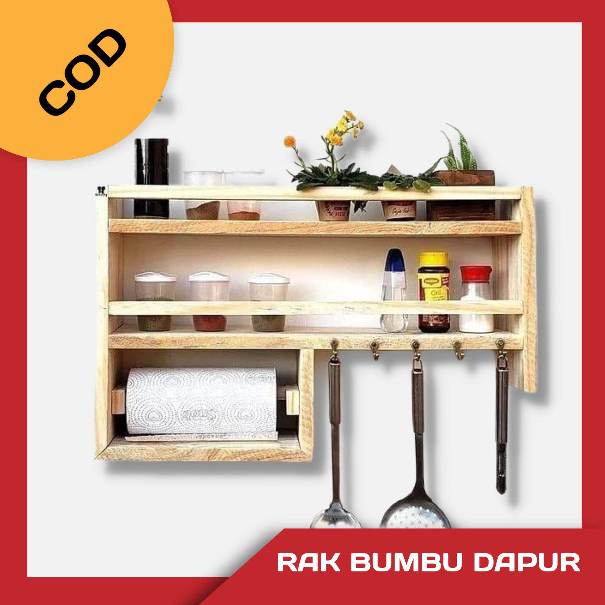 Rak Bumbu Dapur Serbaguna 3 Susun Kayu jati belanda | Lazada Indonesia