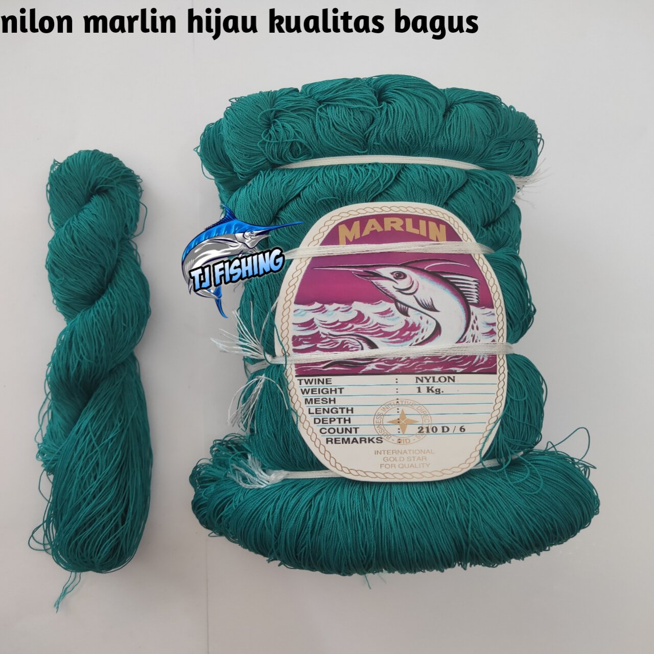 benang nilon marlin hijau kualitas bagus no D3, D6, D9, D12, D18, D21 ...