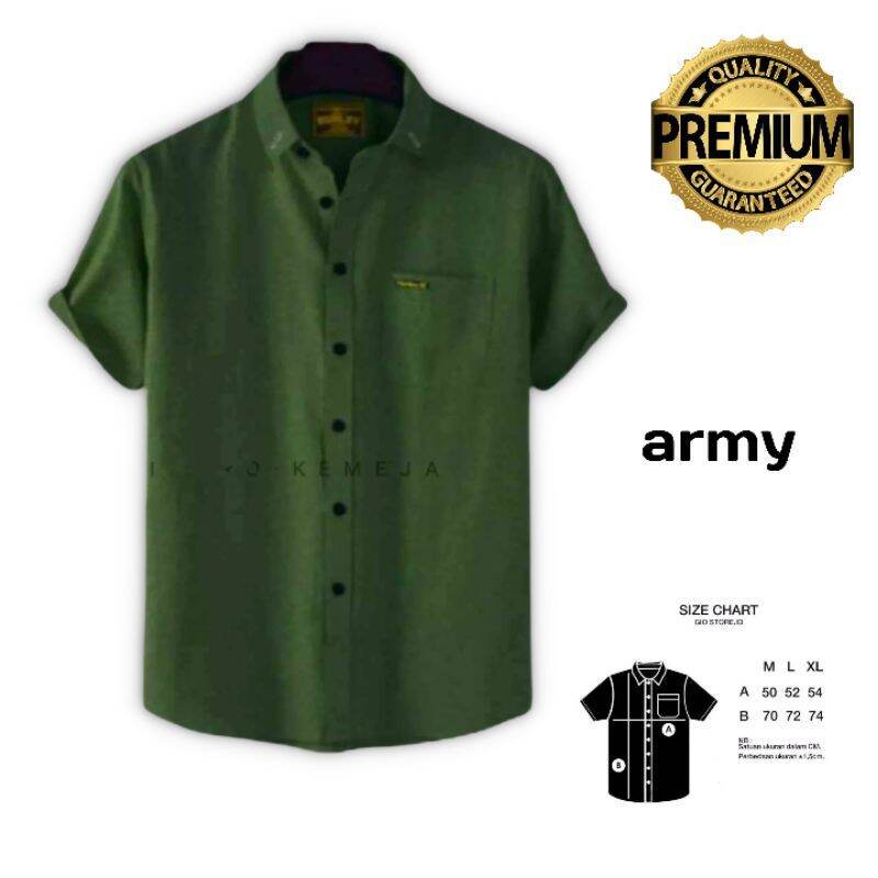 Kemeja polos warna hijau ijo army kasual formal kerja kantor kampus ...