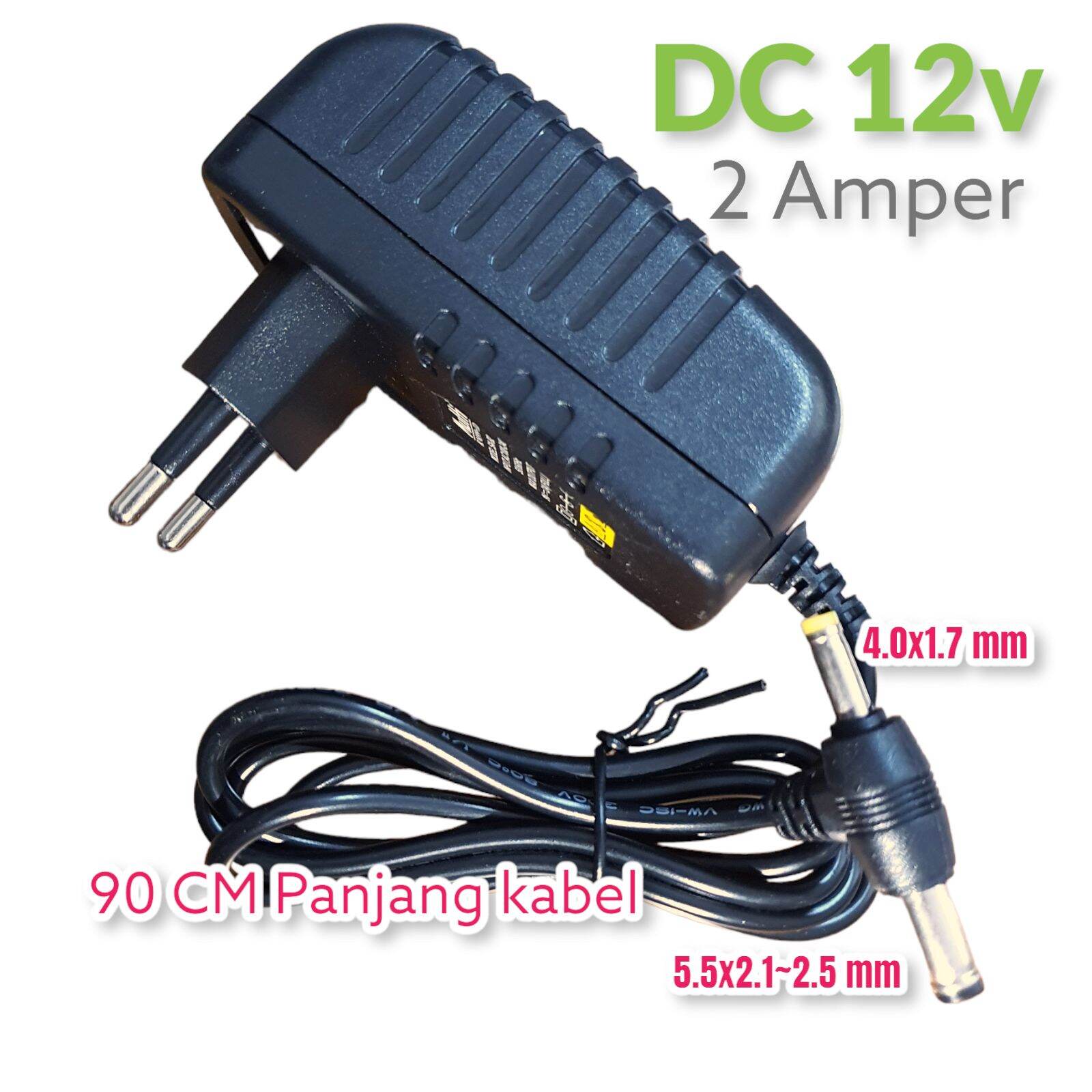 Adaptor Power AC DC 12V 9V 5V 2A Amper Murni cabang T dengan 2 ukuran ...