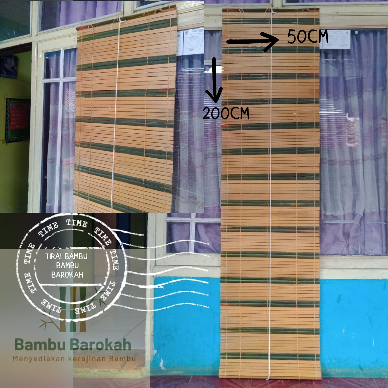 Tirai bambu gulung anti air penutup kaca ukuran lebar 50cm murah ...