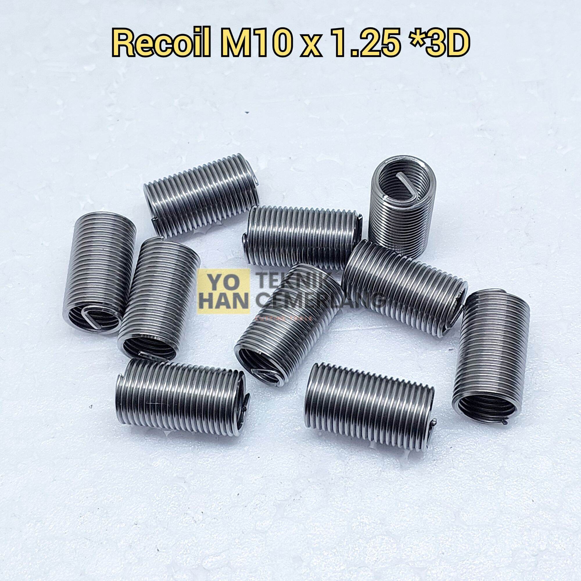 Recoil Baut 14 Alat Perbaikan Drat Slek M10 x 1.25 Helicoil M10x1.25 ...