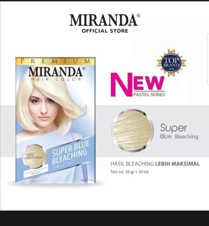 Miranda hair color 30gr+30ml super blue bleaching/pewarna rambut ...