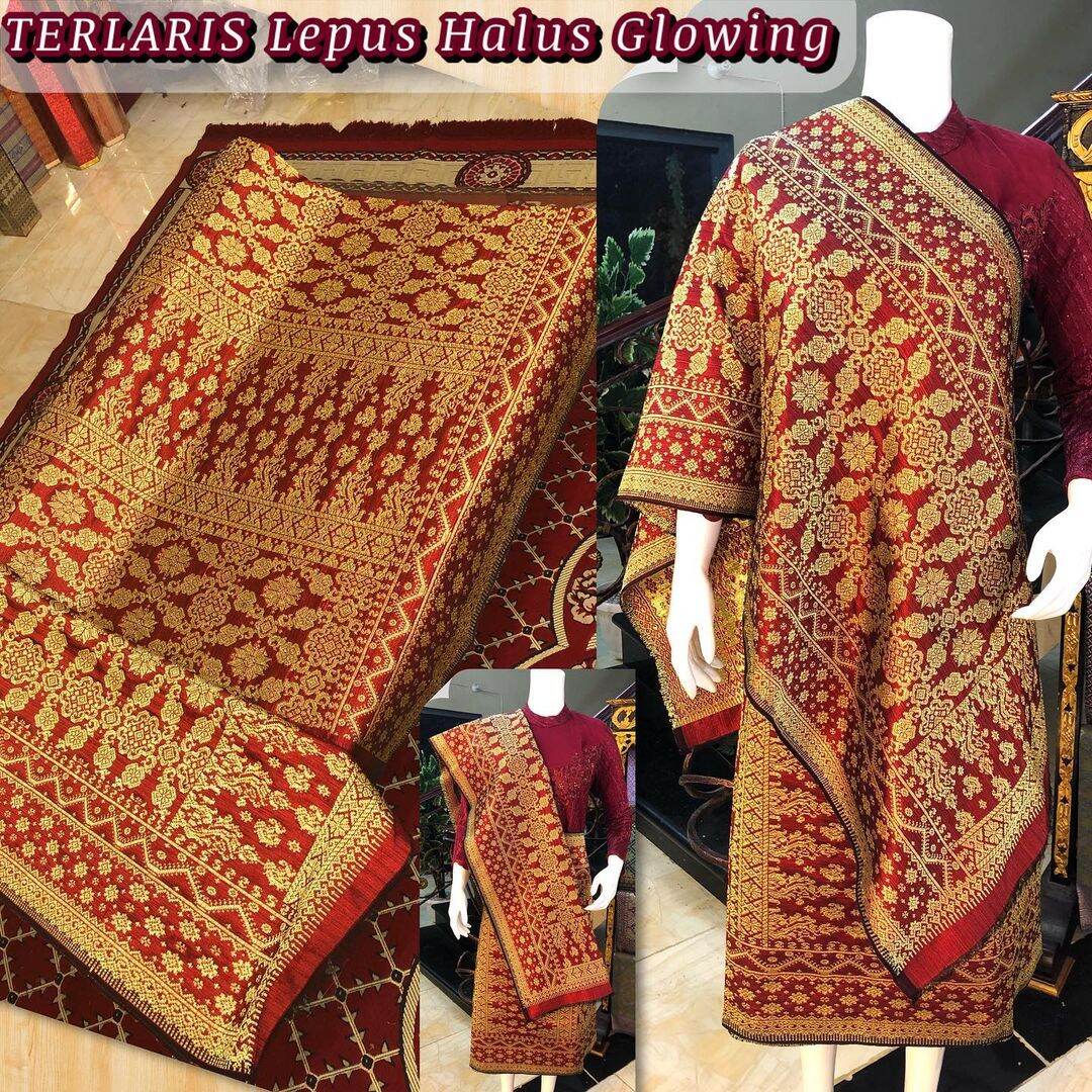 songket tenun palembang/songket lepus halus glowing merah | Lazada Indonesia