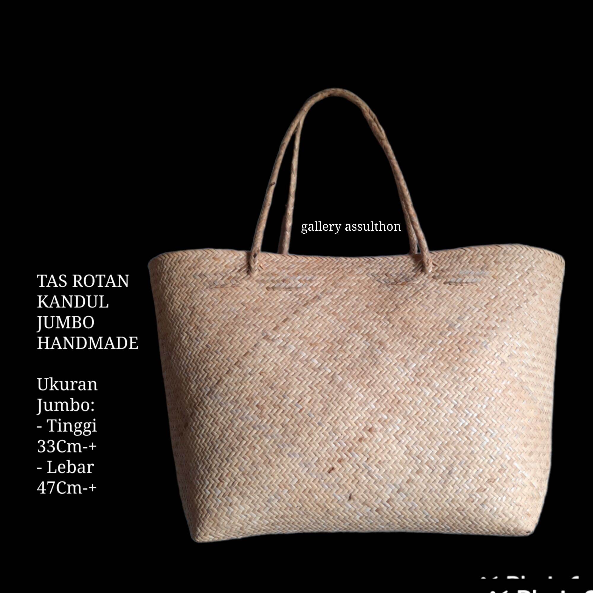 TAS ROTAN | TAS ROTAN KANDUL JUMBO POLOS TOTE BAG HANDMADE | Lazada ...