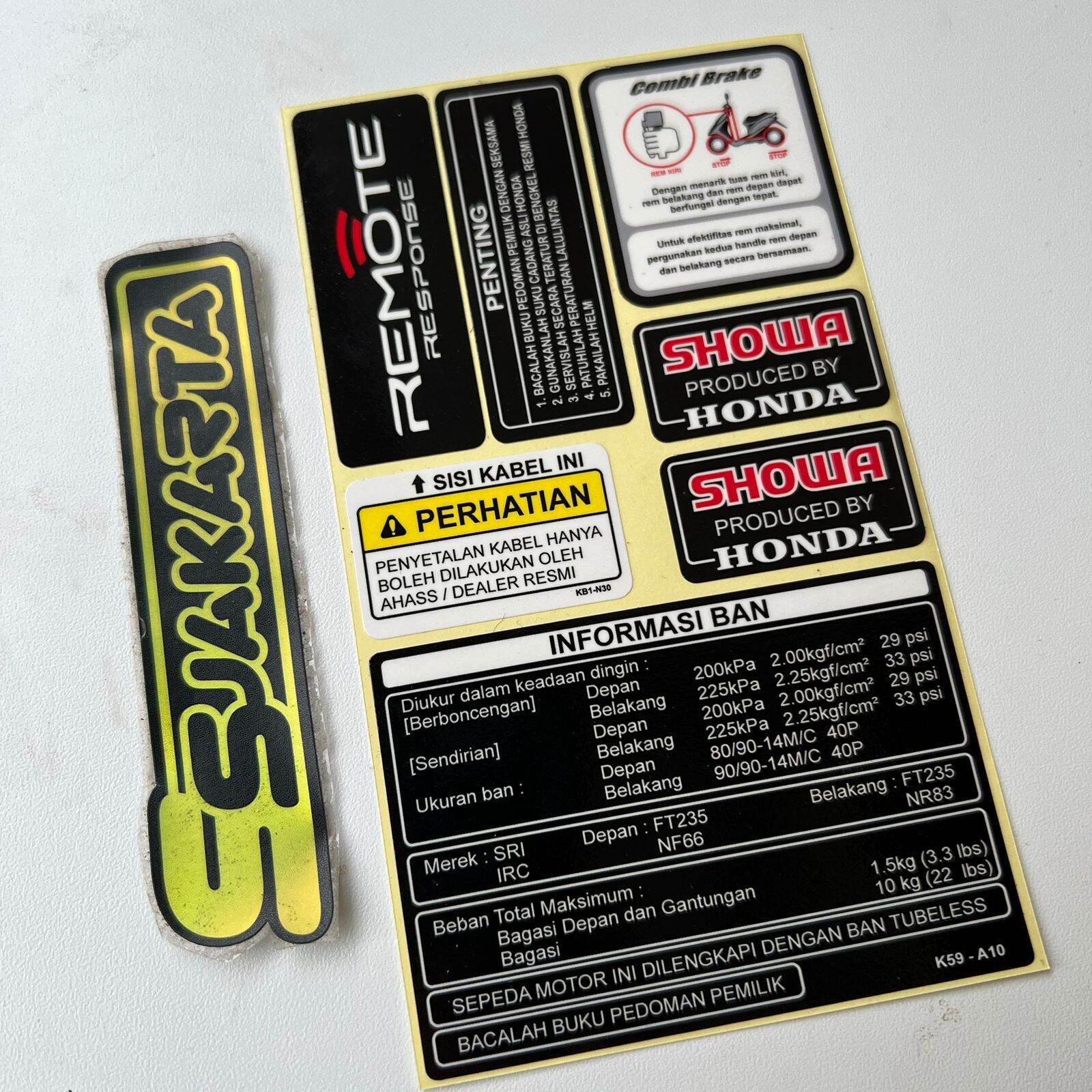 STIKER STICKER PENTING PERINGATAN HONDA MATIC SET | Lazada Indonesia