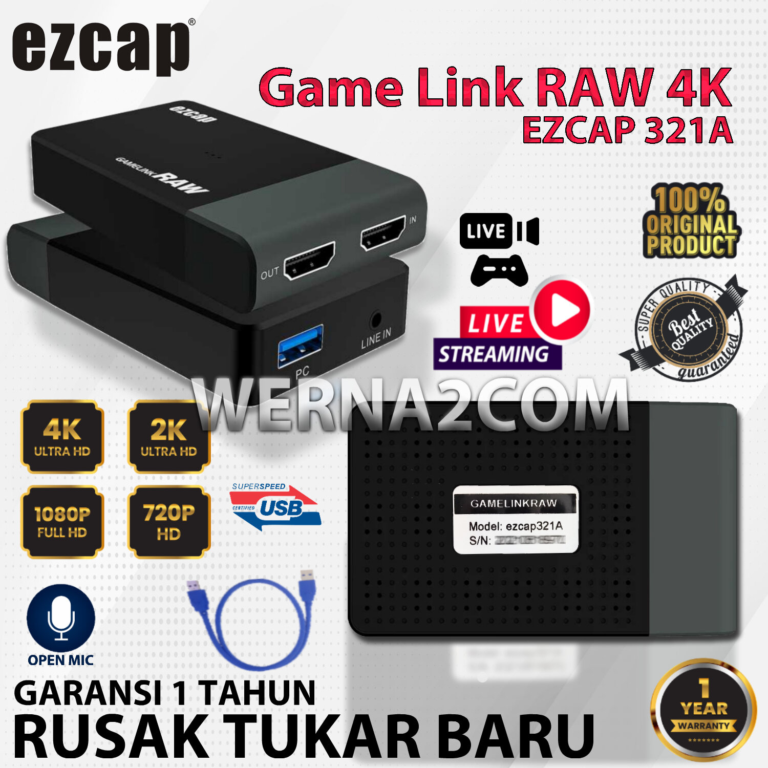 EZCAP 321A USB 3.0 HDMI CAPTURE GAMELINK RAW 4K | Lazada Indonesia