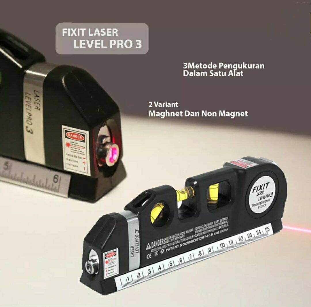 【Promo】Terlarisss !!!!! ,,, Fixit Laser LevelPro 3 Penggaris Horizontal Dan Vertikal / Waterpas ...