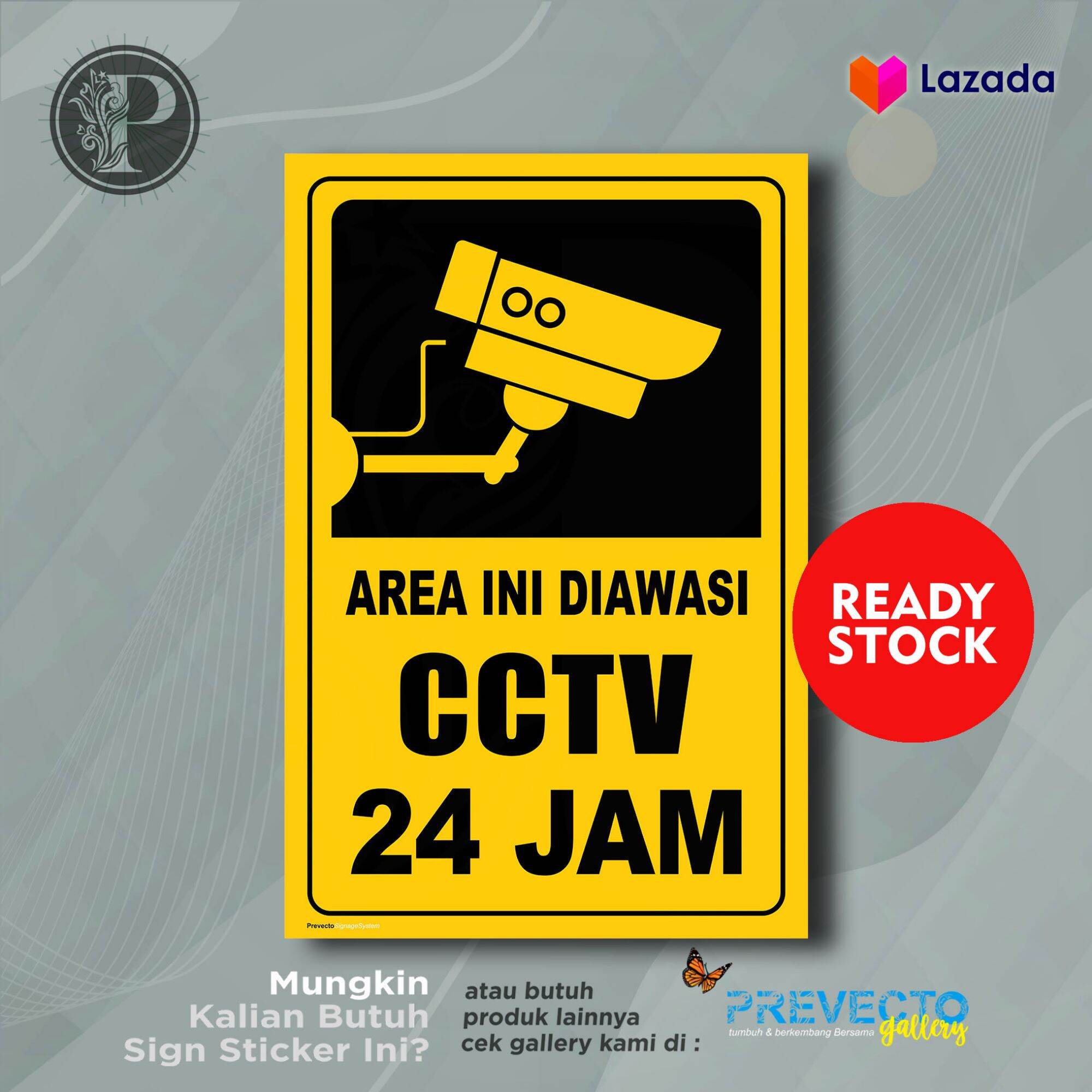 Sticker Sign CCTV 24 JAM /AREA INI DIAWASI CCTV 24 JAM | Lazada Indonesia