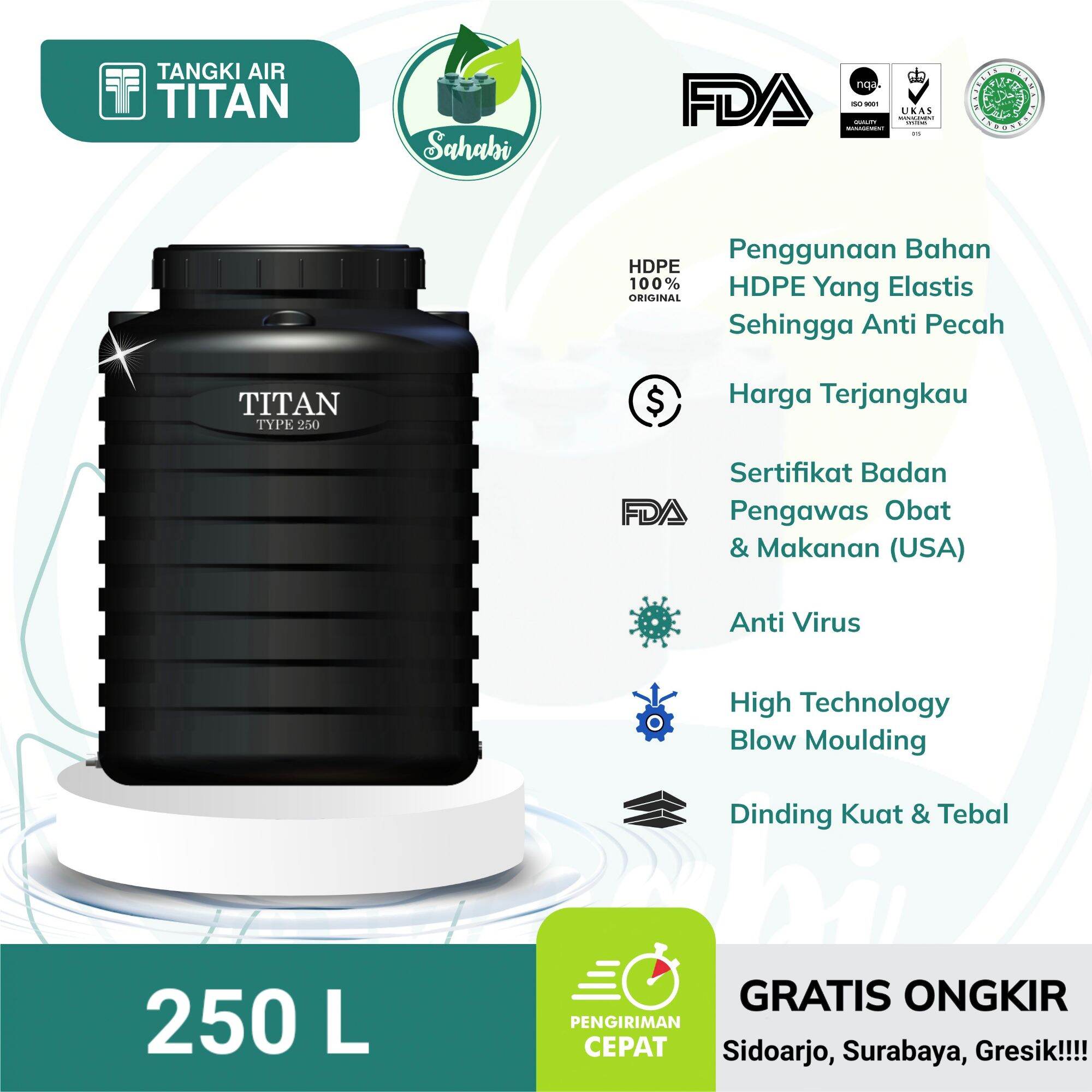Tandon Air / Tangki Air / Toren Air Titan Blow 250 Liter | Lazada Indonesia