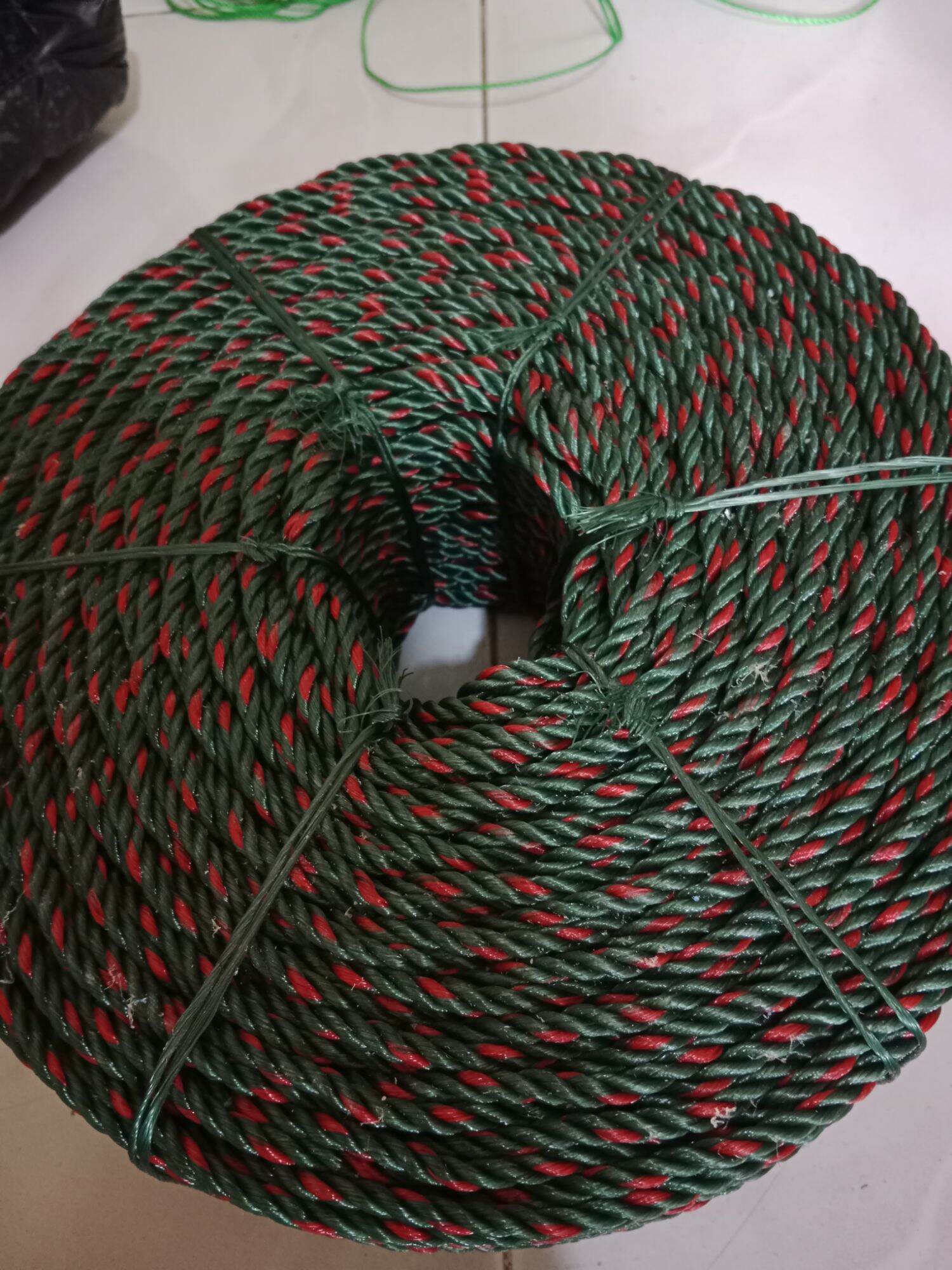 tali tambang plastik tebal 5 mili warna hijau army bintik merah per ...