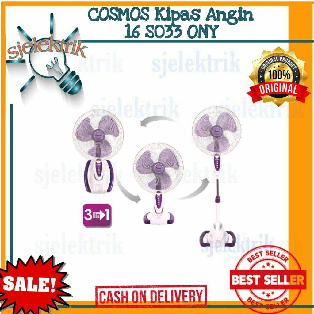 Cosmos 16 S033 ONY Fan/ Kipas Angin 3 in 1 Wall, Desk, Stand Fan ...