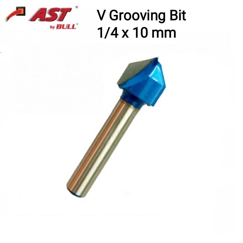 Mata Profil Kayu V Grooving Bit 10 mm AST Bull Trimmer Pisau Router ...