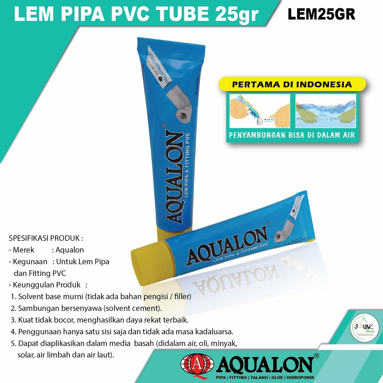 LEM PIPA PVC AQUALON TUBE 25GR | Lazada Indonesia
