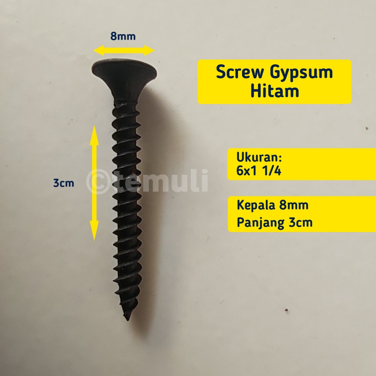 Screw Skrup gypsum hitam 50pcs ukuran 2cm 3cm 4cm 5cm skrup baja kayu ...