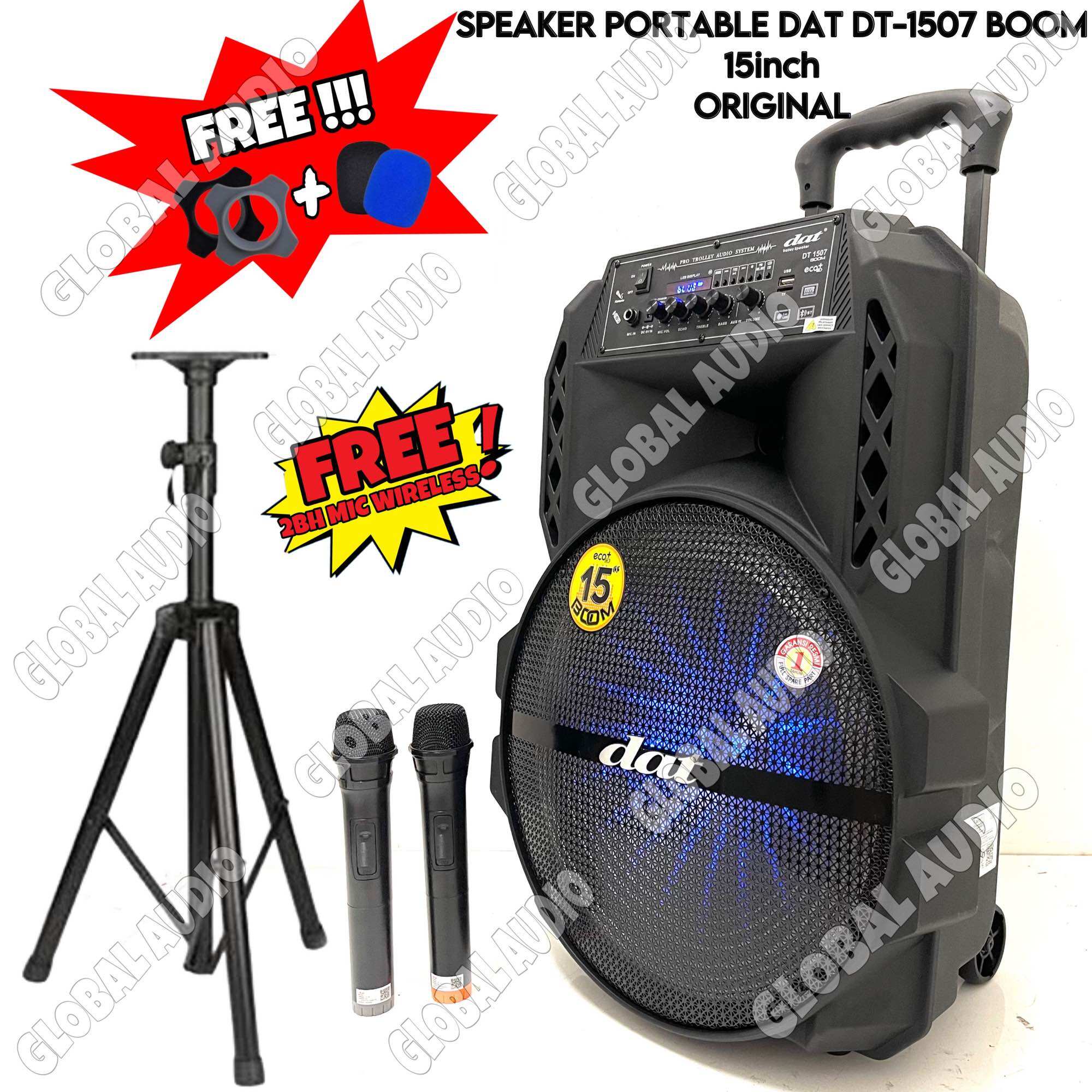 Speaker Portable DAT DT 1507 BOOM 15inch Original Plus Stand , 2bh Mic ...