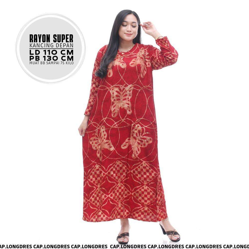 Daster Lengan Panjang Longdress Motif Batik Cap | Lazada Indonesia