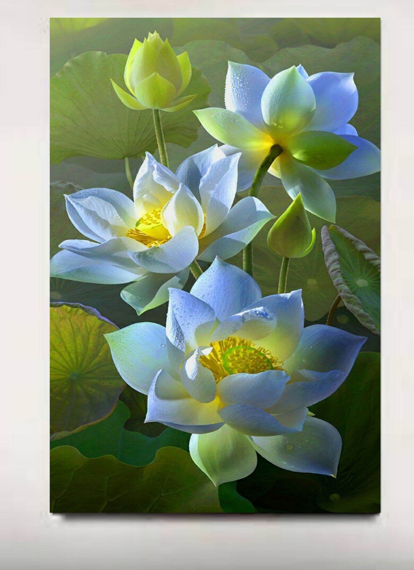 Poster cetak hiasan dinding jumbo gambar bunga putih indah ukuran ...