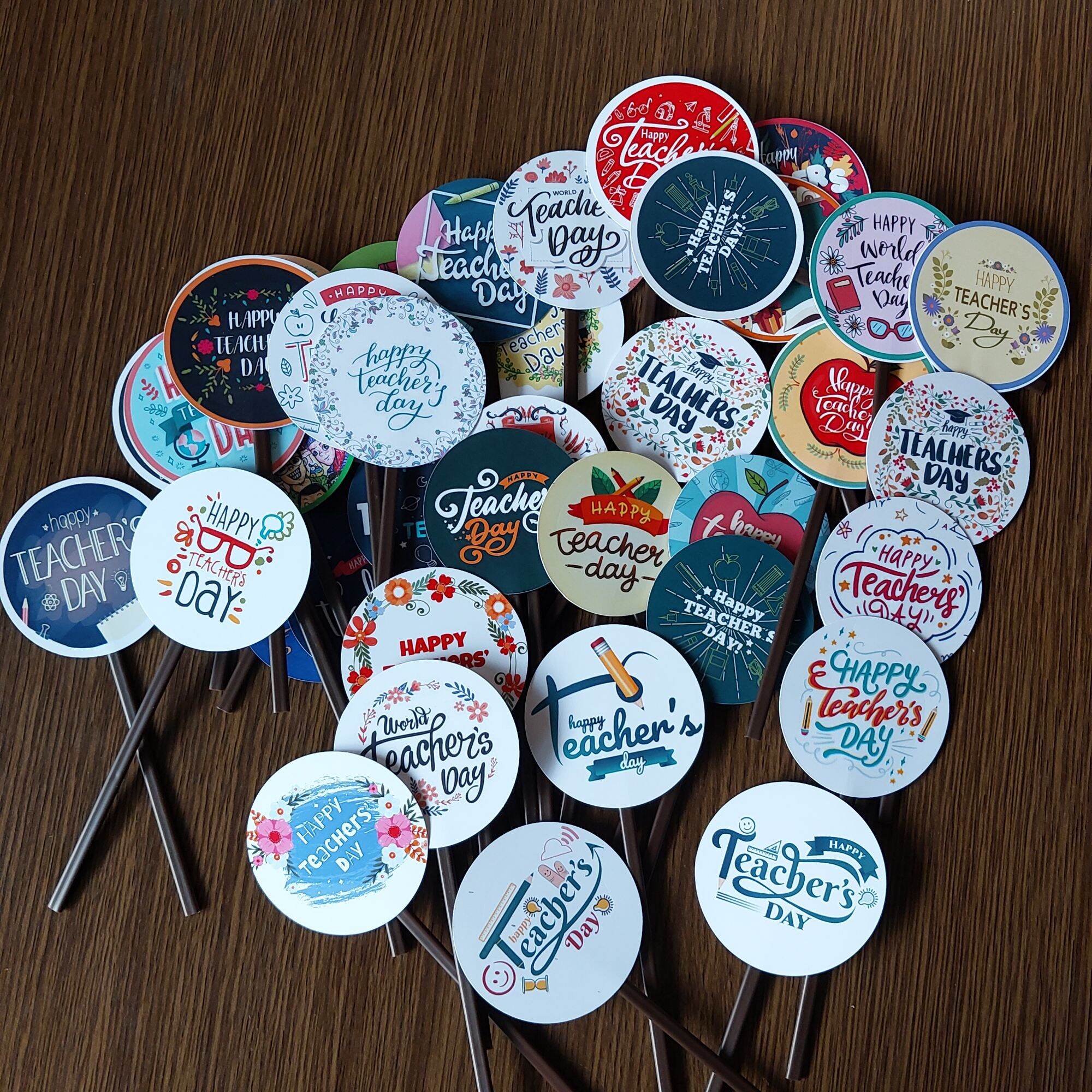 topper happy teachers day/topper selamat hari guru (5.5cm isi 10pcs ...