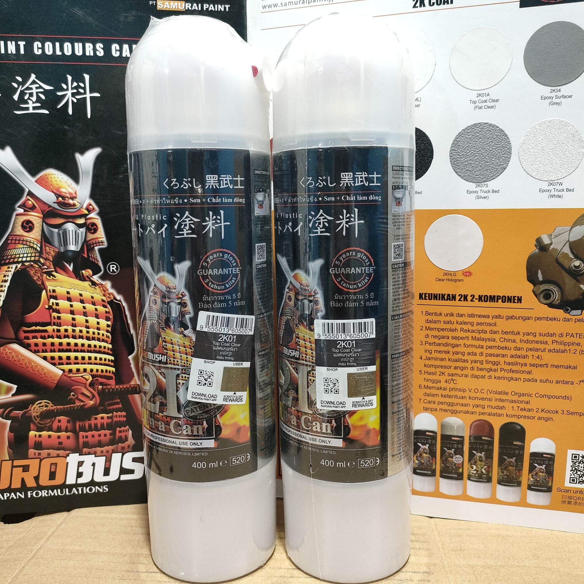 Samurai Paint Clear 2k 2K01 400ml Pilok Pilox Cat Semprot Samurai Clear ...