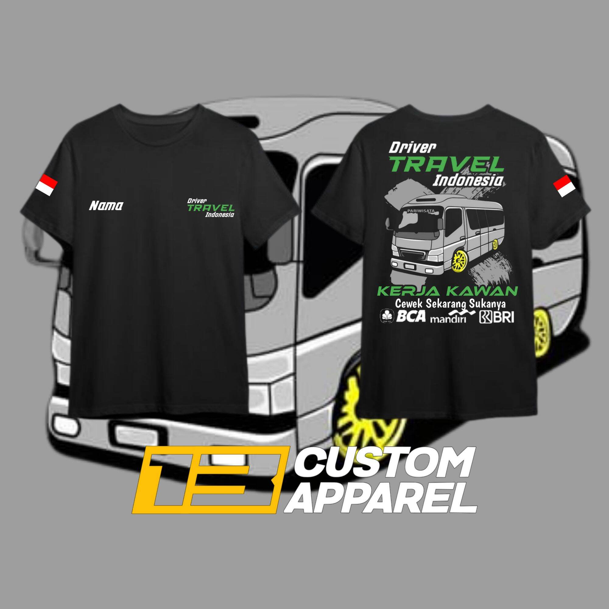 TSHIRT DISTRO | KAOS DRIVER TRAVEL INDONESIA | BISA CUSTOM NAMA, LOGO ...