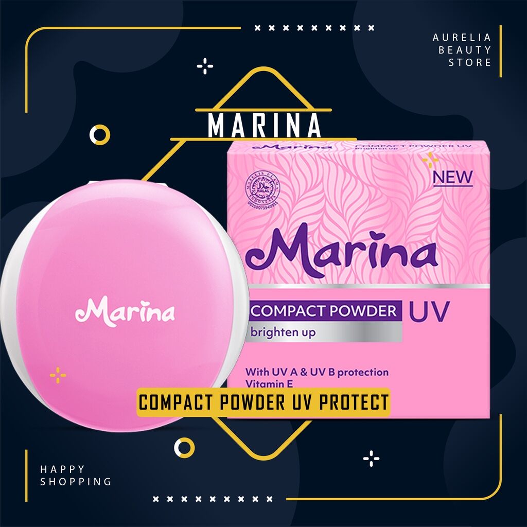MARINA COMPACT POWDER BEDAK PADAT UV PROTECTION Kemasan baru 12Gram ...