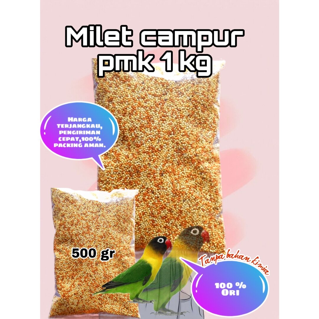 MILET CAMPUR LOVEBIRD 500 GR MILET CAMPUR PMK MAKANAN BURUNG LOVEBIRD ...