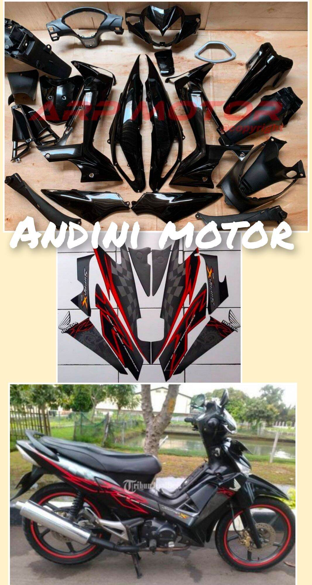 full satu motor cover body Supra x 125 tahun 2008 warna hitam gratis ...
