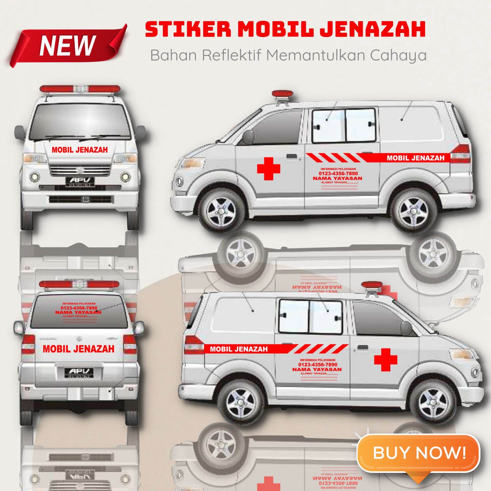stiker cutting mobil jenazah ambulance apv mobil kematian jenazah bahan ...