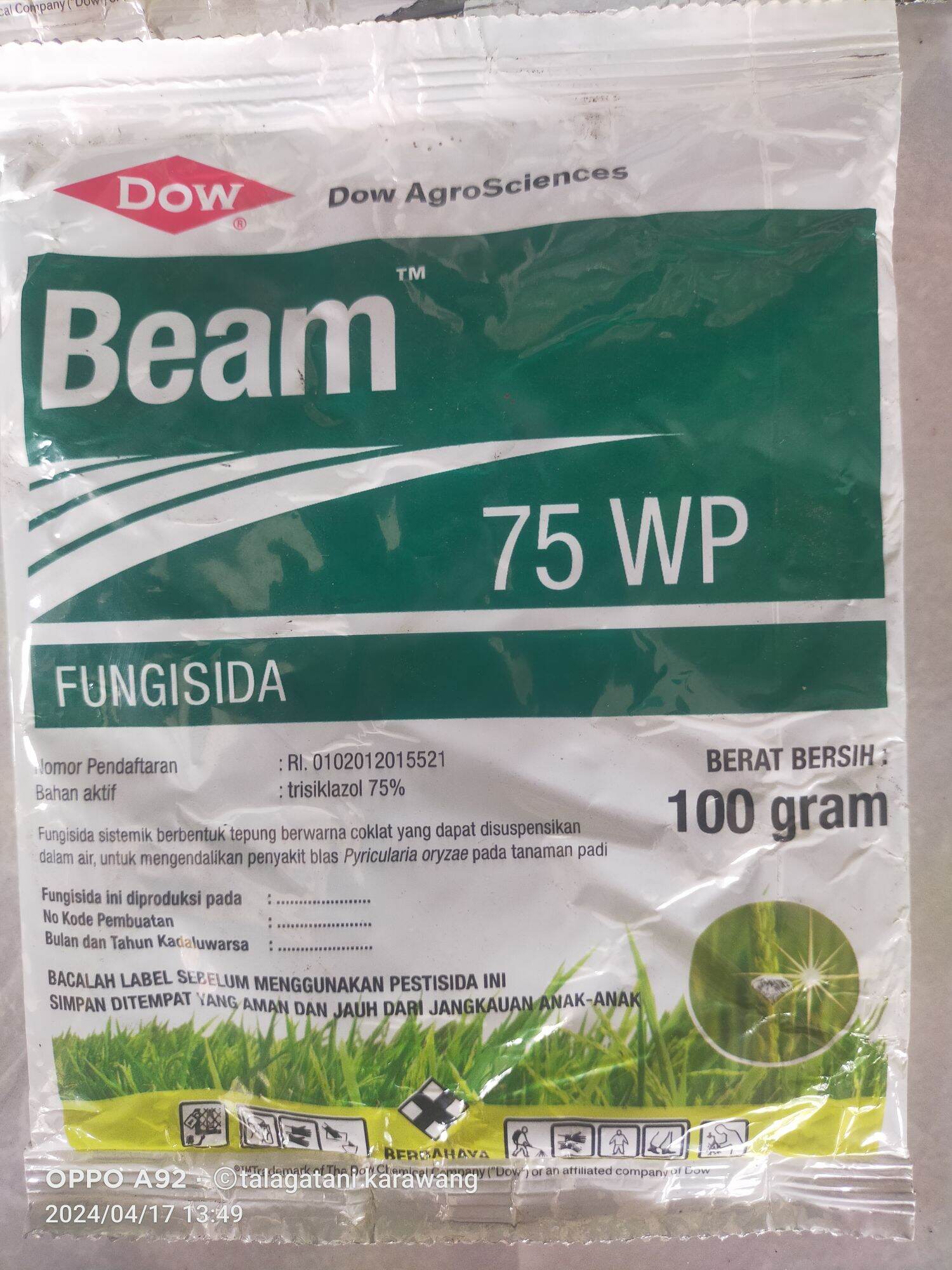 Fungisida Beam 75 WP untuk mengatasi penyakit blast pada tanaman padi ...
