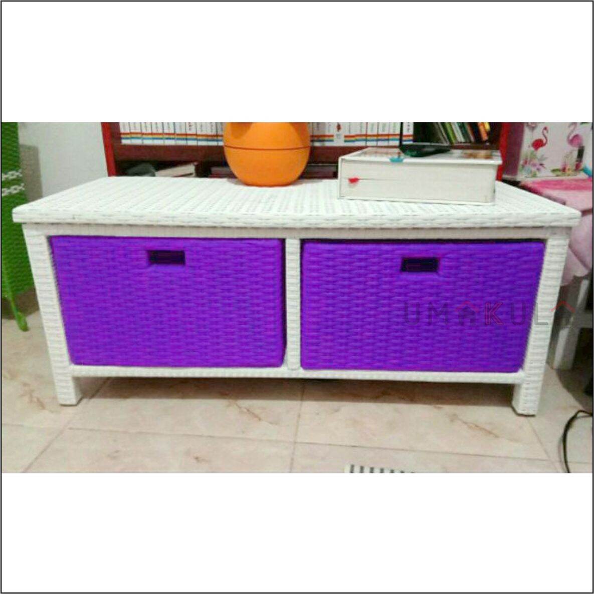 RAK ROTAN SINTETIS 2 KOTAK LACI SAMPING Termurah / Rak Buffet / Tempat ...