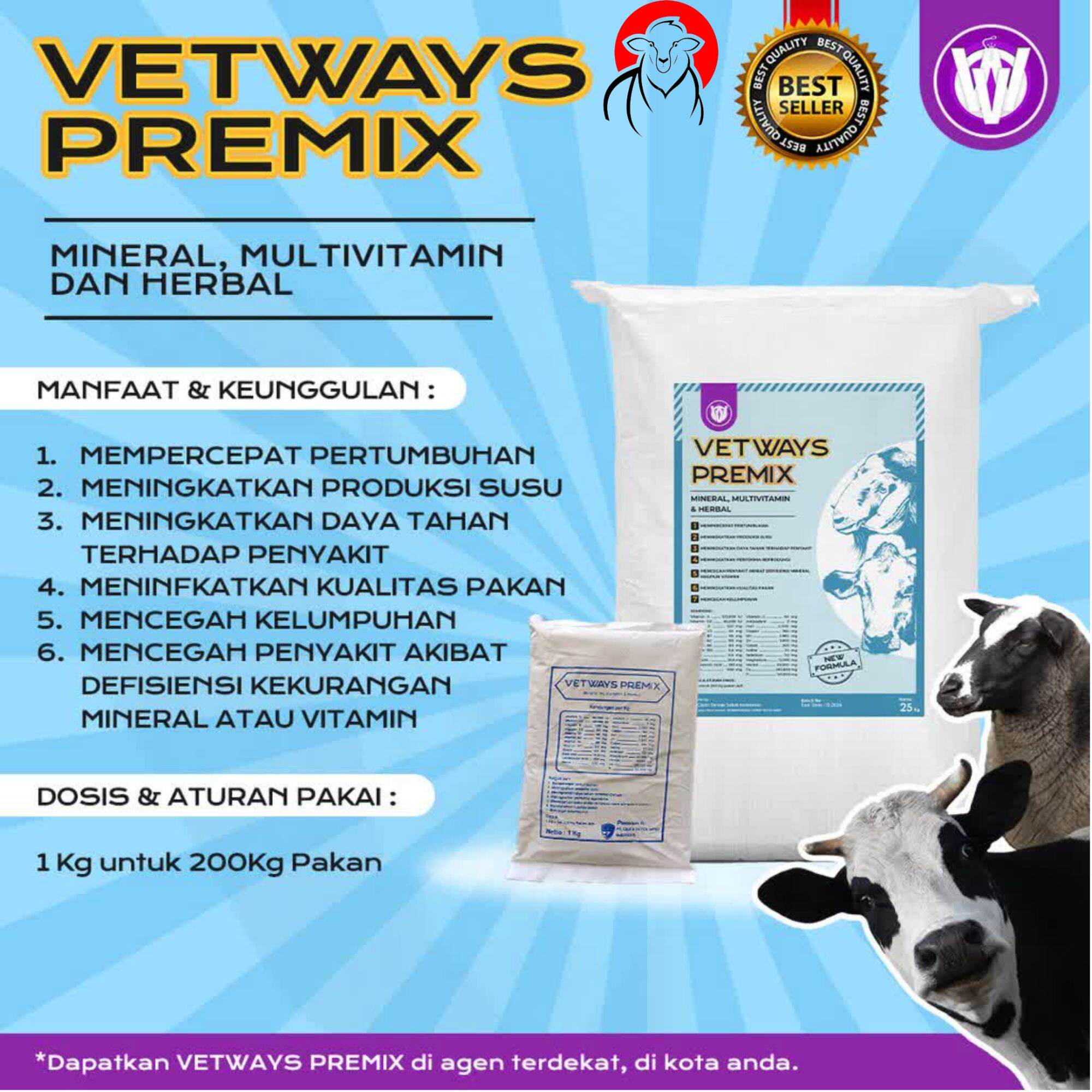 VETWAYS PREMIX 1KG | MULTI VITAMIN, MINERAL | HERBAL UNTUK SAPI KAMBING ...