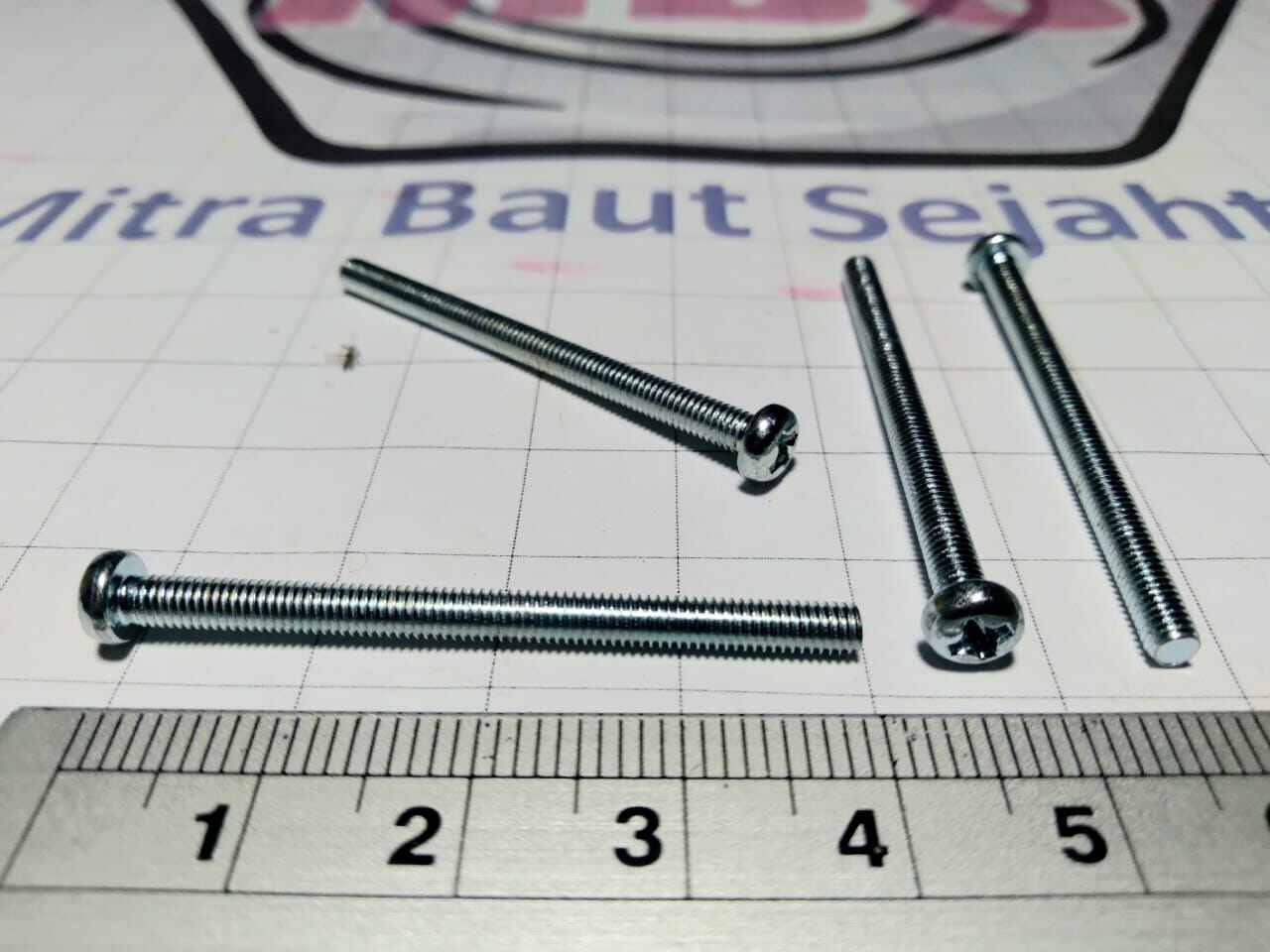10 Pcs Baut jp M3 x 40 Galvanis / Sekrup / Skrup jp m3 x 40 Panjang 4 ...