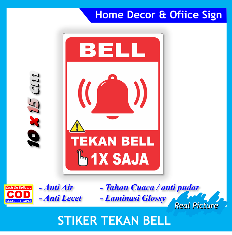 Stiker new tekan bel sticker bel bunyi rumah kantor sekolah pabrik ...