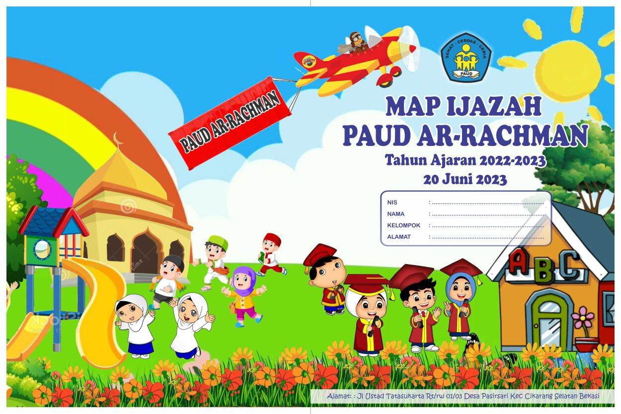 MAP IJAZAH/WISUDA/PPDB TK/PAUD FULL COLOUR, CUSTOM NAMA ALAMAT DAN LOGO ...
