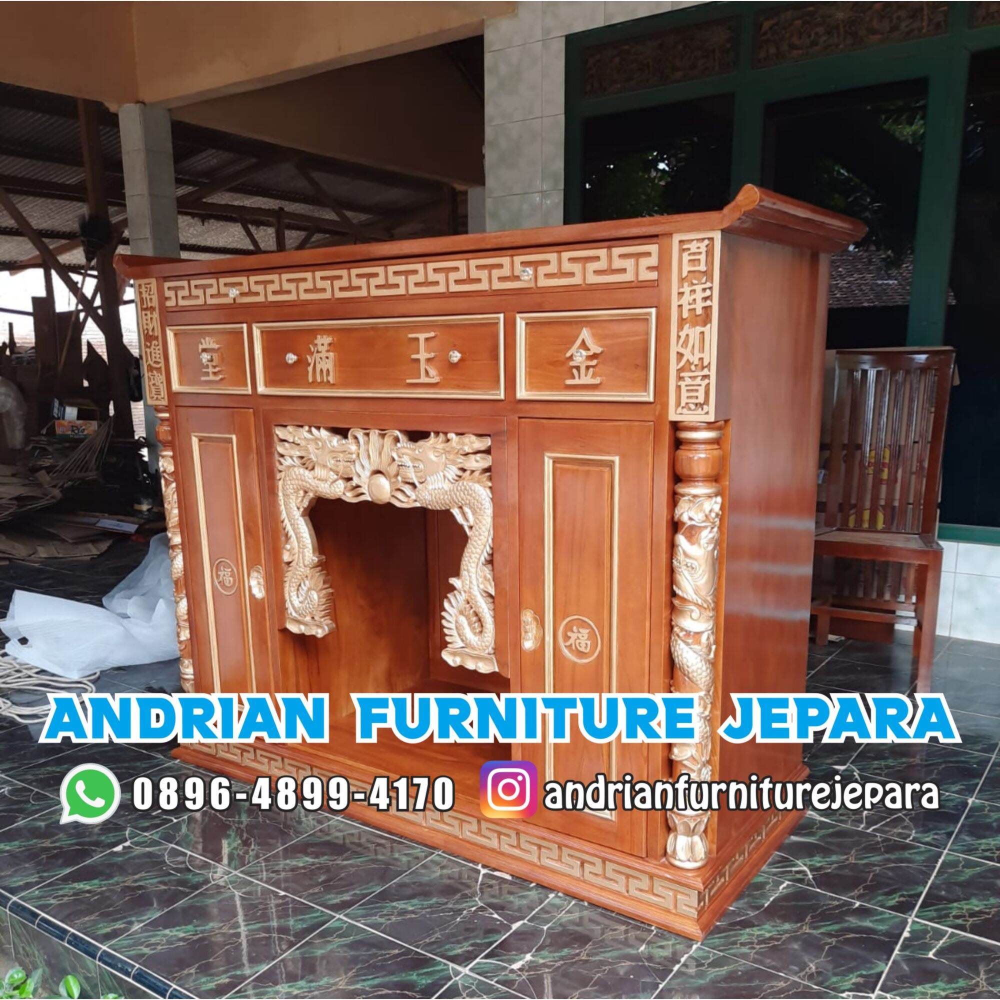 Meja Altar Kayu Jati - Meja Sembahyang Ukir Jati - Meja Persembahan ...
