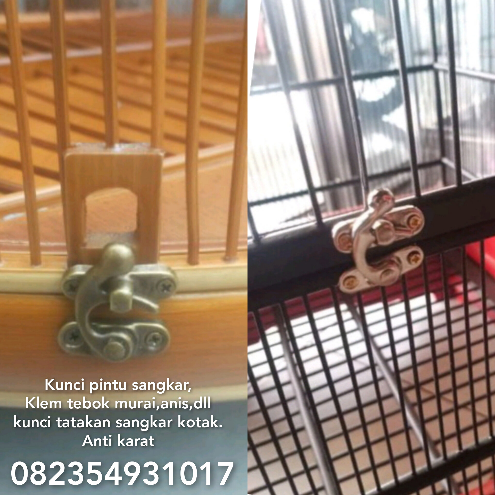 Klem Tebok kunci sangkar isi 1 biji slot kandang murai anis petak kotak kuncian pintu | Lazada ...