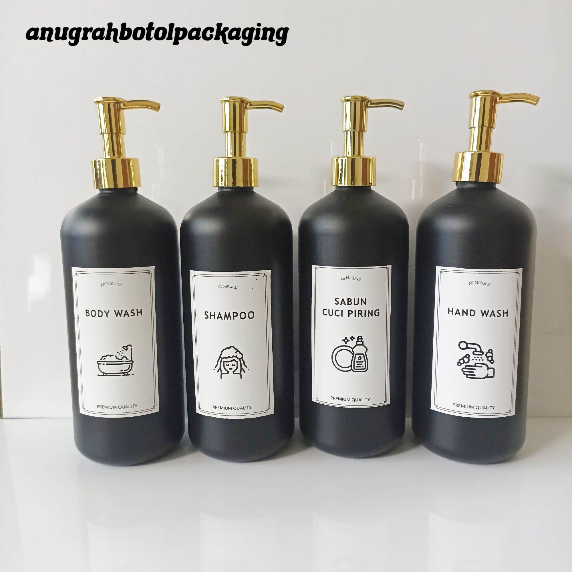 Botol Pump 500 ml Pump Gold Luxury mewah impor Free Sticker Wadah sabun ...