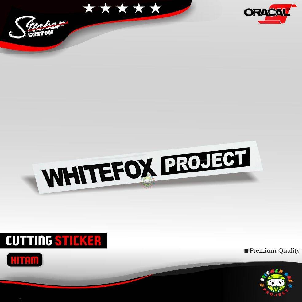 Sticker cutting stiker white fox project stiker motor /helm/mobil ...