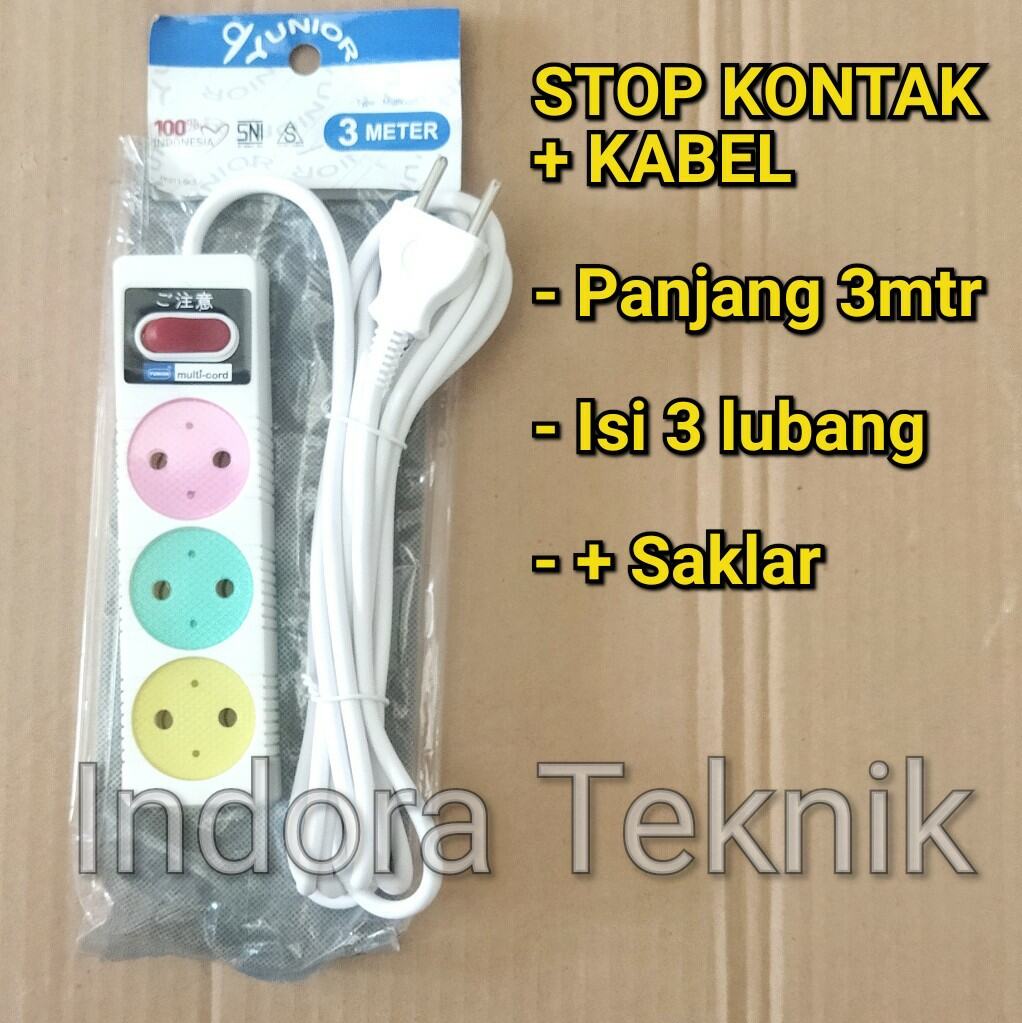 Stop Kontak Kabel 3 Meter 3 Lubang Plus Saklar - Colokan Listrik | Lazada Indonesia