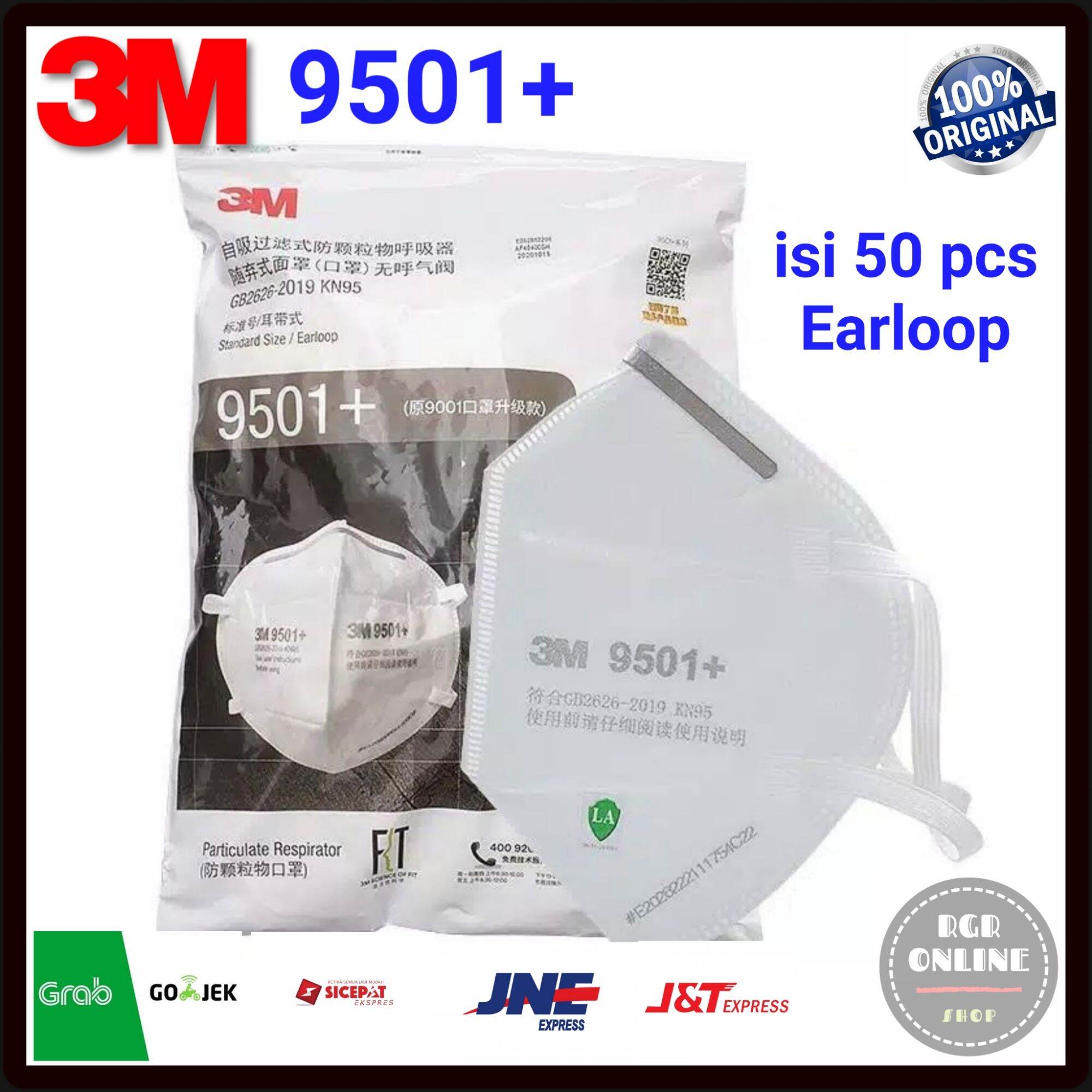 Masker 3M KN95 N95 9501+ Earloop Original 100% Bag 50 Pcs | Lazada Indonesia