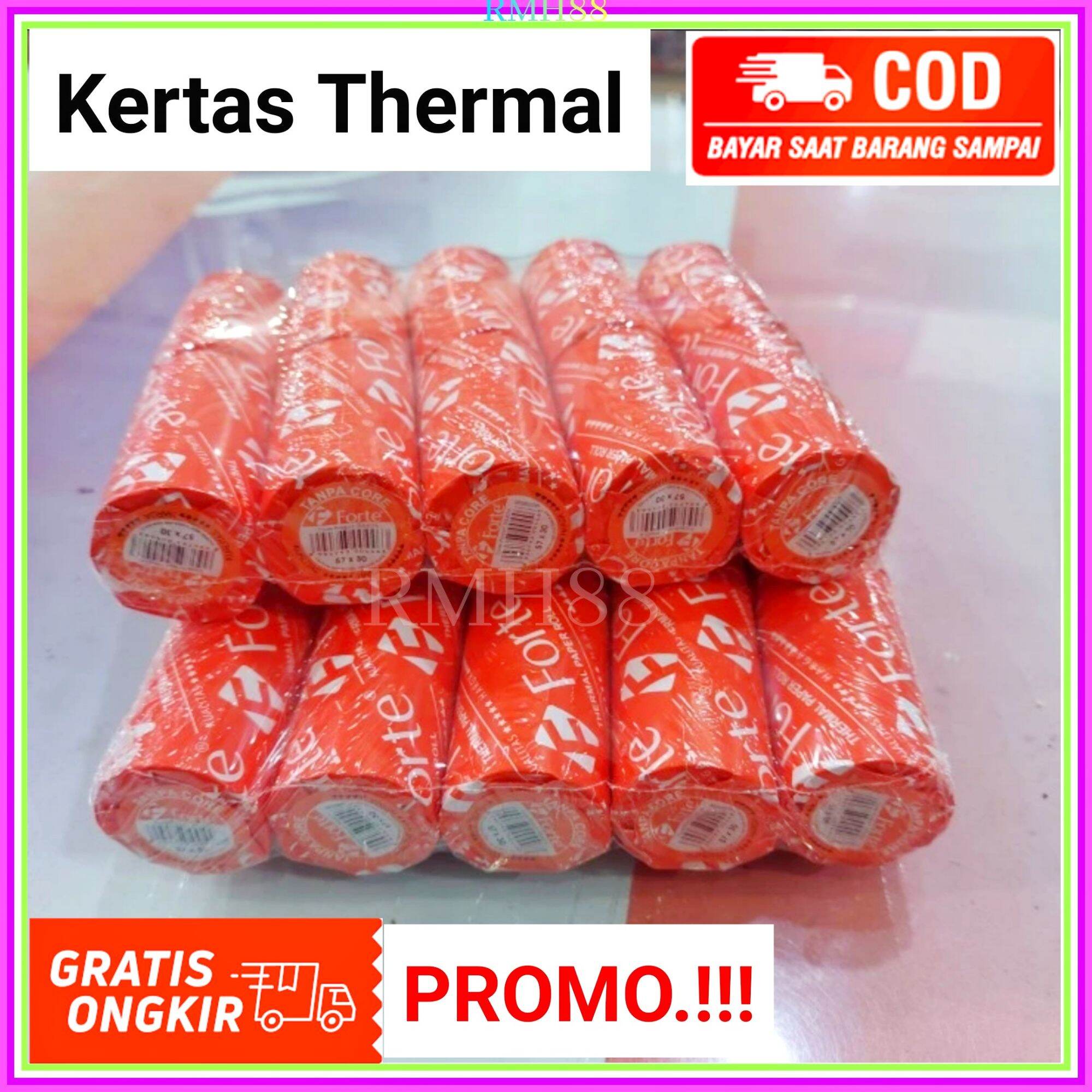 Kertas Thermal 57X30 FORTE/KERTAS STRUK THERMAL 1 Pak Isi 10 Roll ...