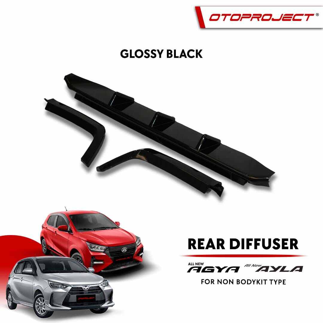 REAR DIFFUSER BODY KIT BELAKANG ALL NEW AGYA AYLA 2023 BLACK GLOSSY ...
