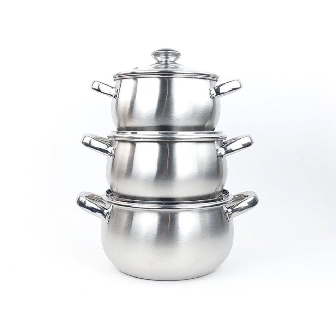 Panci Labu Set isi 3 Pcs Stainless Steel Dengan Tutup Kaca | Lazada ...