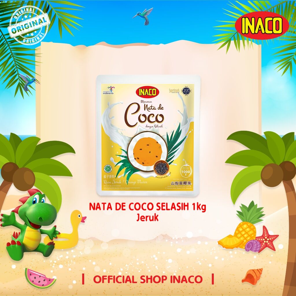 Inaco Nata de coco minuman Rasa Jeruk dengan Selasih 1 kg | Lazada ...
