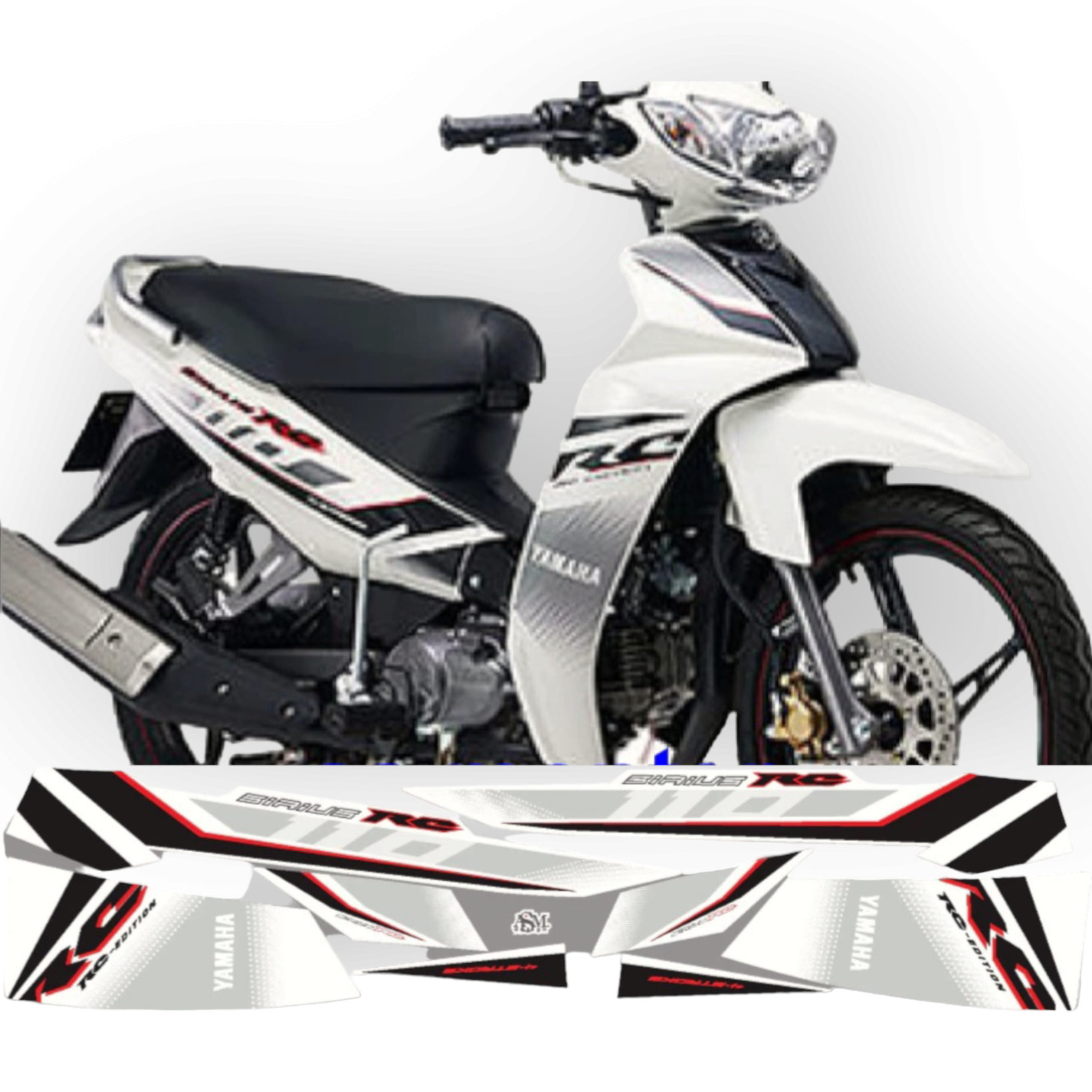 Sticker striping motor yamaha vega r new sirius rc 02 putih print ...