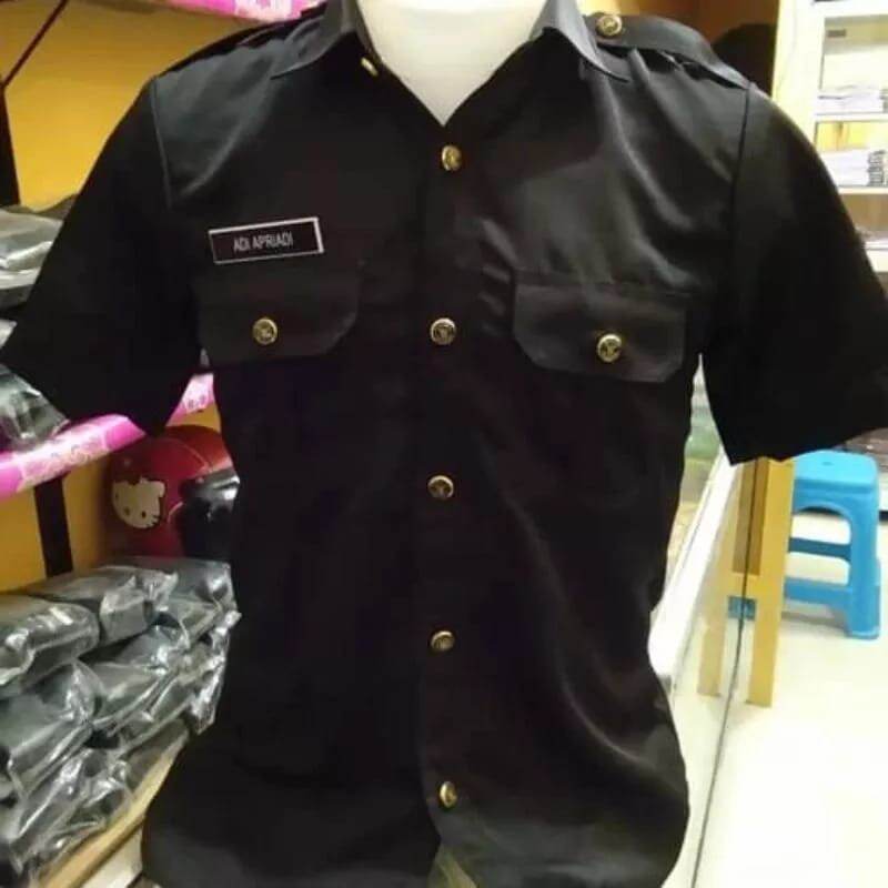 1 STEL SERAGAM SATPAM SAFARY HITAM/SERAGAM SATPAM/PDH CREM baju+celana ...